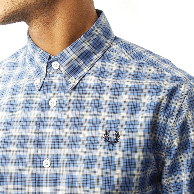 Buy Fred Perry Mens Small Check Long Sleeve Shirt Riviera