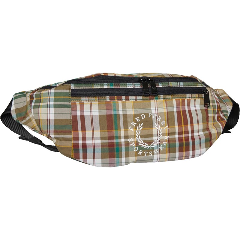 Buy Fred Perry Mens Check Cross Body Bag Military Green