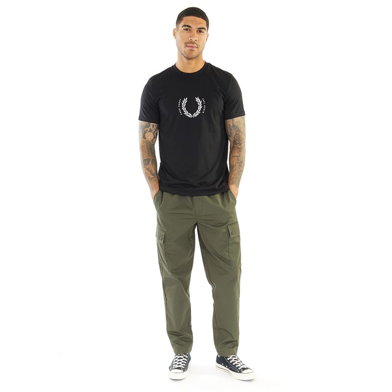 Buy Fred Perry Mens Circle Branding T-Shirt Black