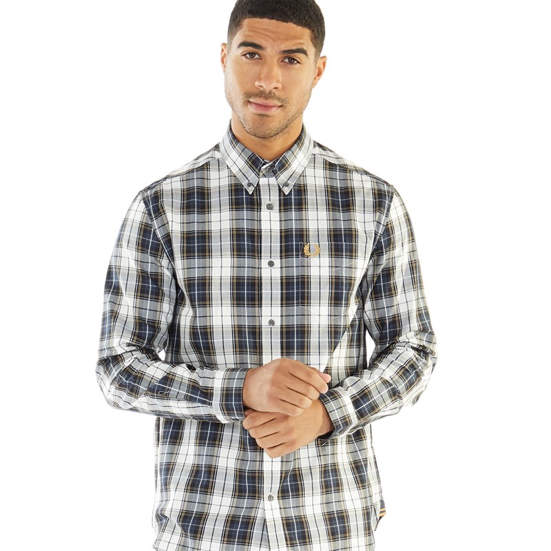Buy Fred Perry Mens Check Shirt Dark Airforce