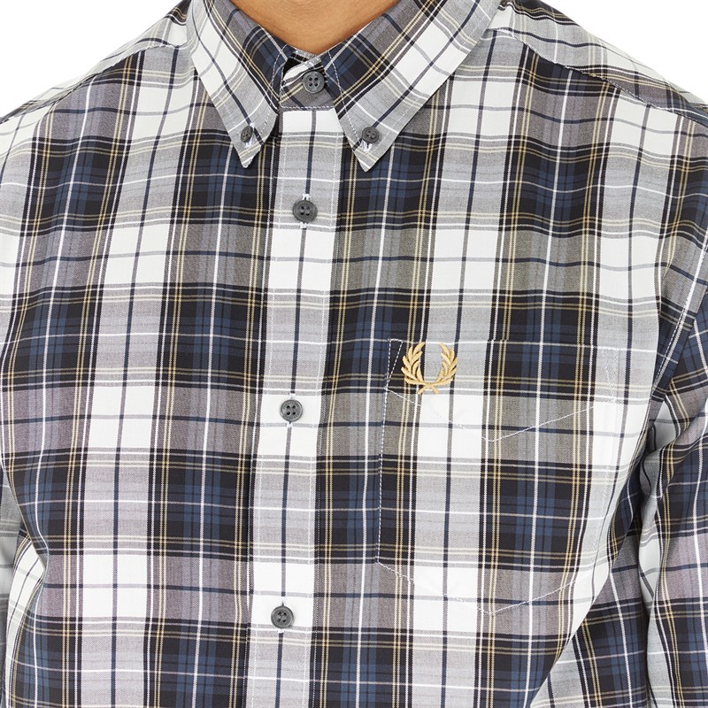 Buy Fred Perry Mens Check Shirt Dark Airforce