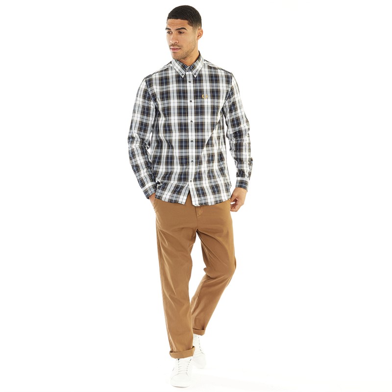 Buy Fred Perry Mens Check Shirt Dark Airforce