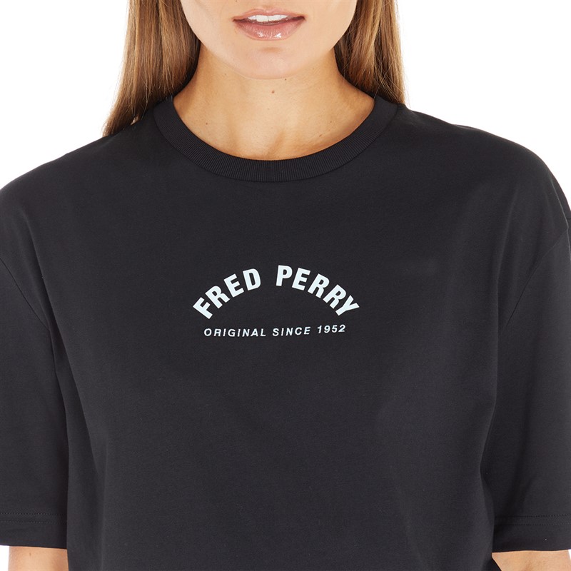 Buy Fred Perry Womens Arch Branded T-Shirt Black