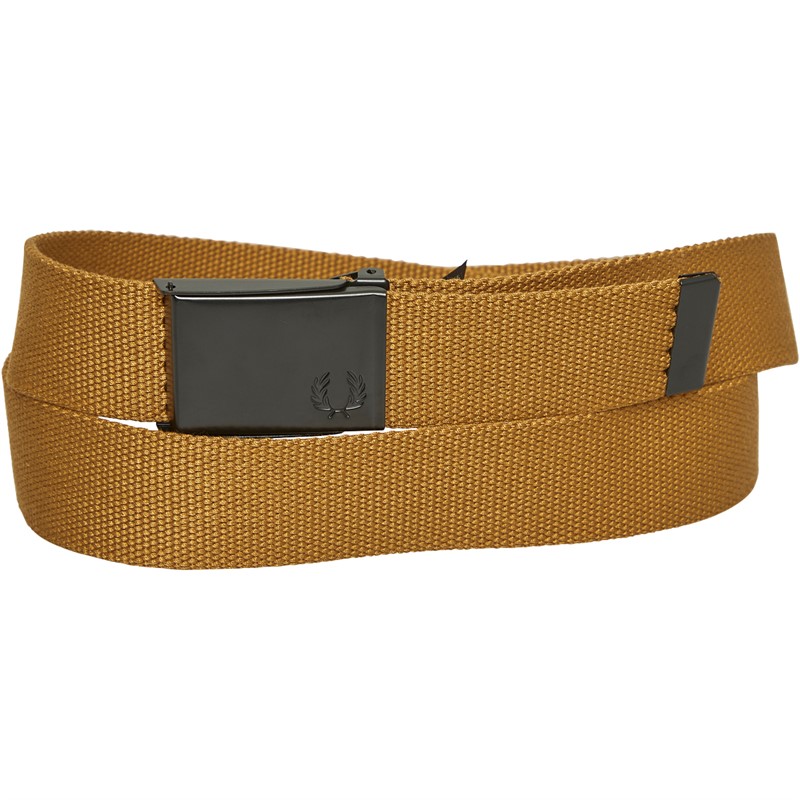 Buy Fred Perry Mens Graphic Branded Webbing Belt Dark Caramel
