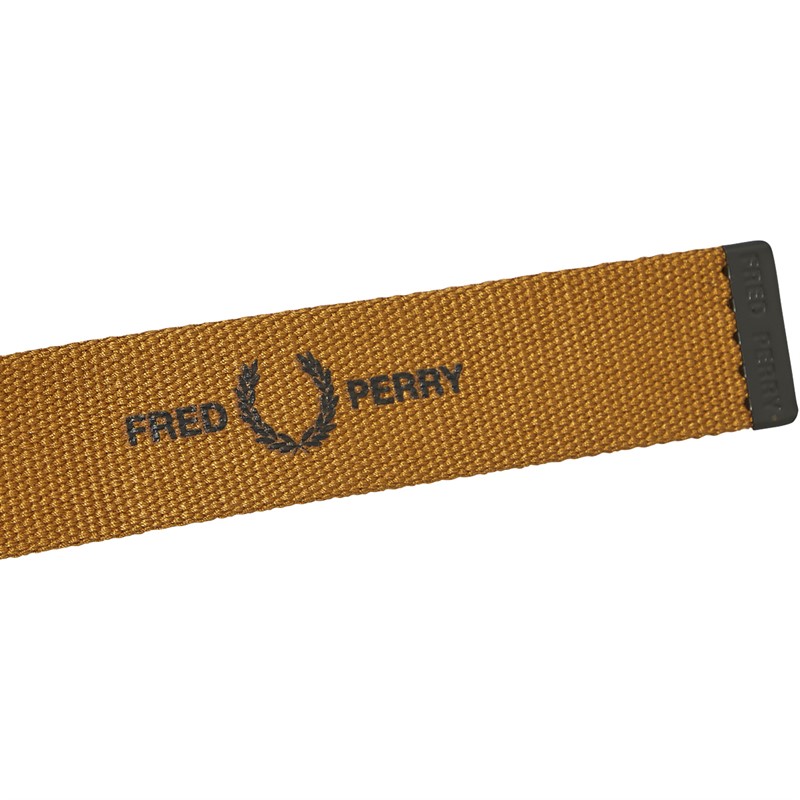Buy Fred Perry Mens Graphic Branded Webbing Belt Dark Caramel