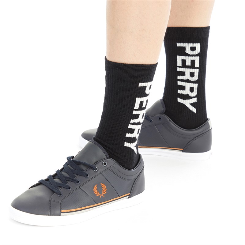 Buy Fred Perry Mens Branded Rib Socks Black