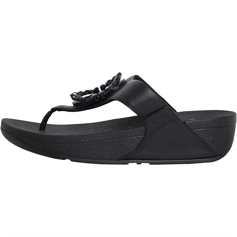 Buy FitFlop Womens Lulu Crystal-Circlet Leather Sandals All Black