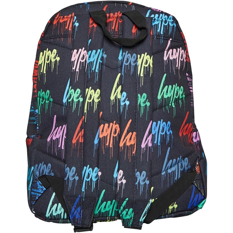 Buy Hype Junior Multi Coloured Wall Graffiti Drip Backpack Black