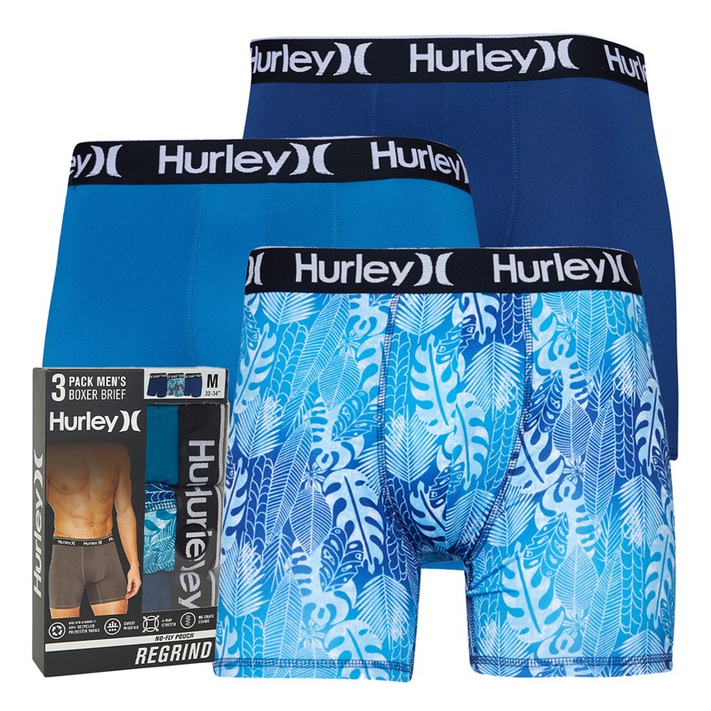 Buy Hurley Mens Three Pack Boxer Briefs Blue