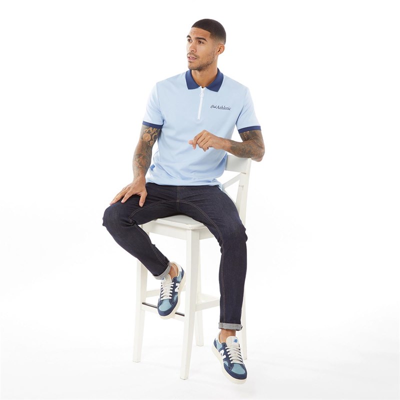 Buy JACK AND JONES Mens Club Zip Polo Powder Blue
