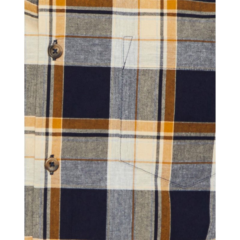 Buy Kangaroo Poo Mens Checked Short Sleeve Shirt Navy/Yellow