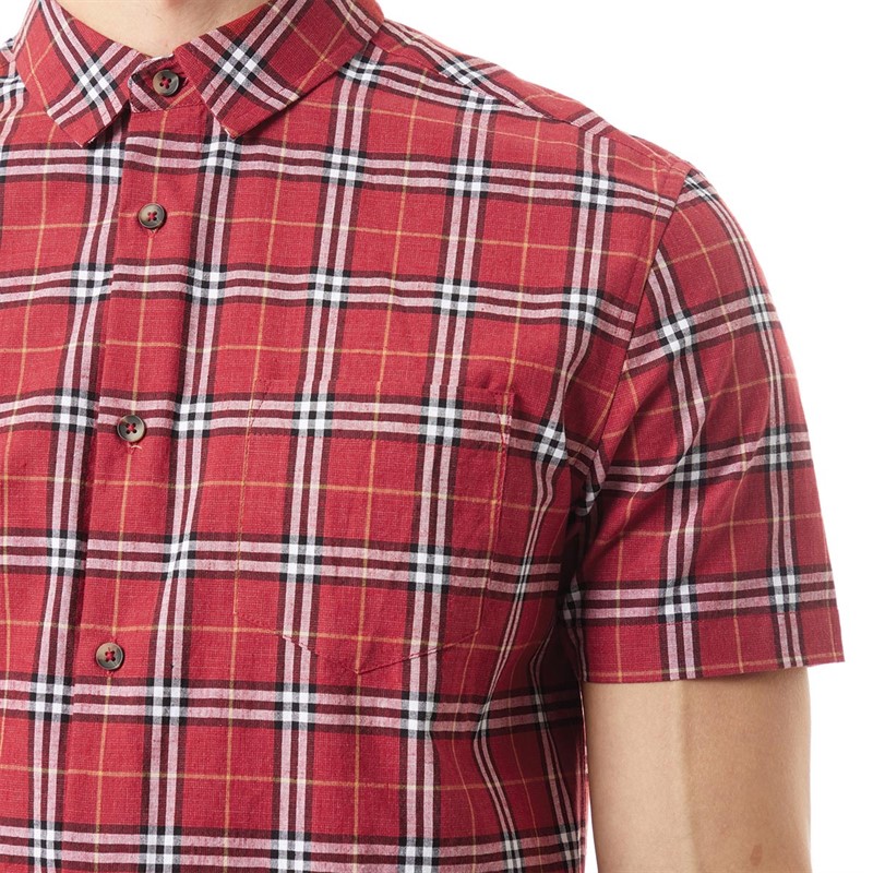 Buy Kangaroo Poo Mens Checked Short Sleeve Shirt Red