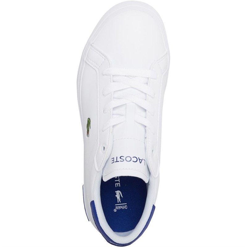 Buy Lacoste Childrens Powercourt Trainers White/Blue