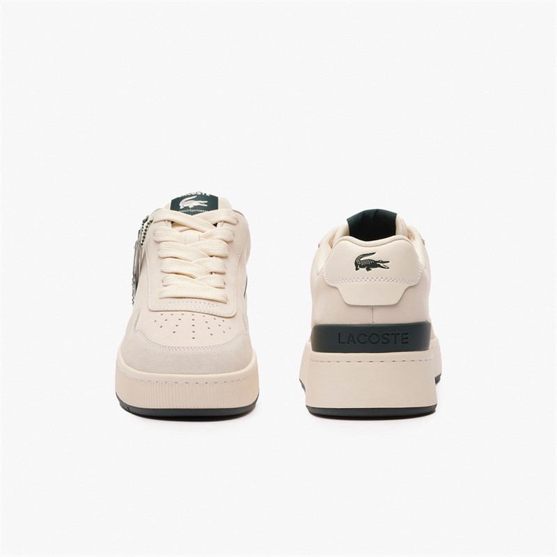Buy Lacoste Mens Ace Clip Leather Trainers Off White/Dark Green