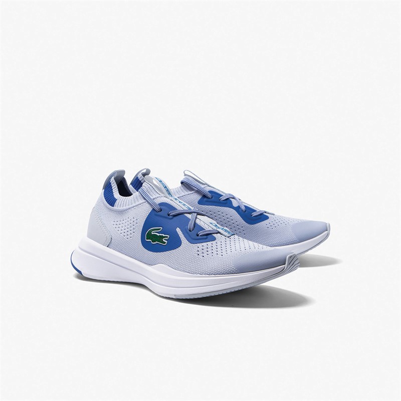 Buy Lacoste Junior Run Spin Knit 1 Trainers Light Blue/Blue