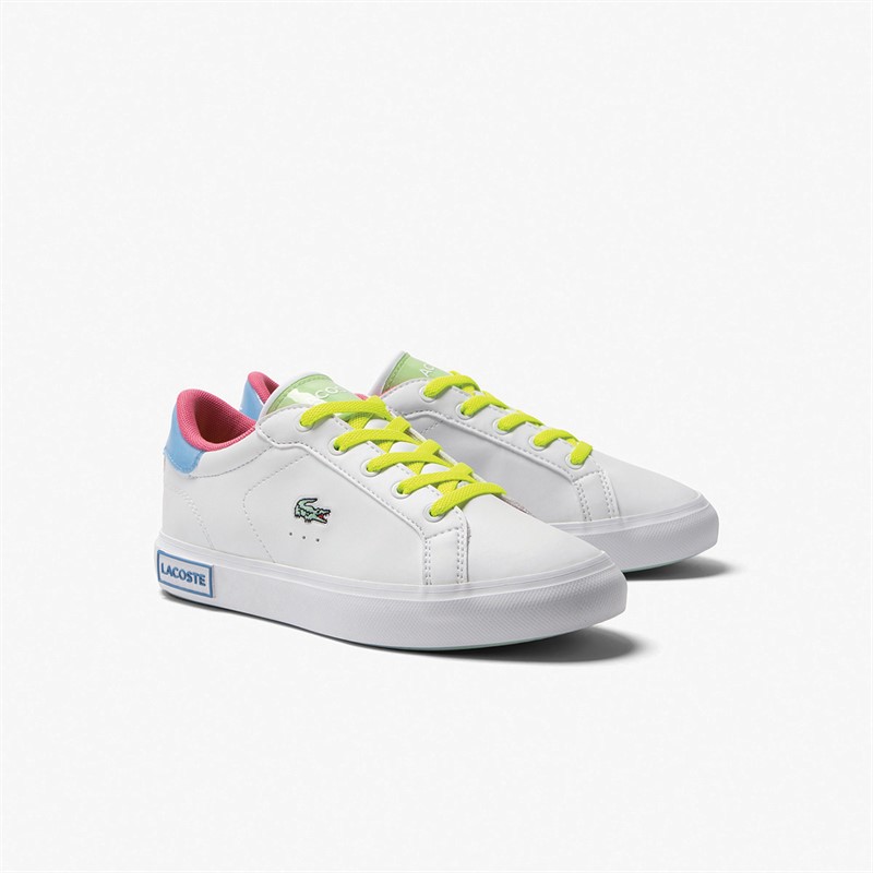 Buy Lacoste Kids Powercourt Trainers White/Green