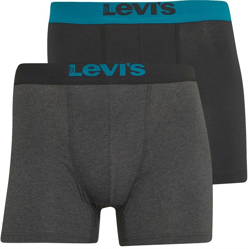Buy Levi's Mens Two Pack Solid Basic Boxers Grey/Ocean Depths