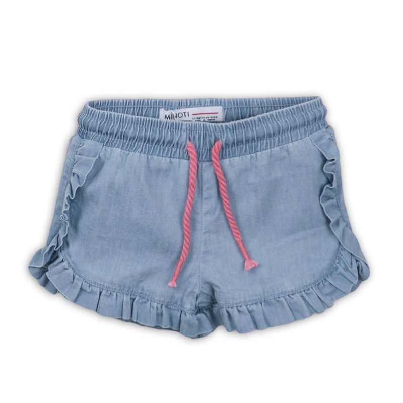 Buy Minoti Girls Chambray Frilled Shorts Blue