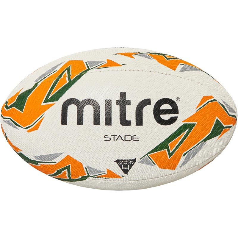 Buy Mitre Stade Match Rugby Ball White/Orange/Green