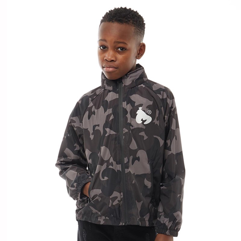 Buy Money Junior Boys Camo Windbreaker Jacket Shale Grey