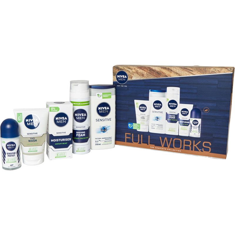 Buy NIVEA Mens The Full Works Set Five Piece (100ml Balm, 75ml Moist ...