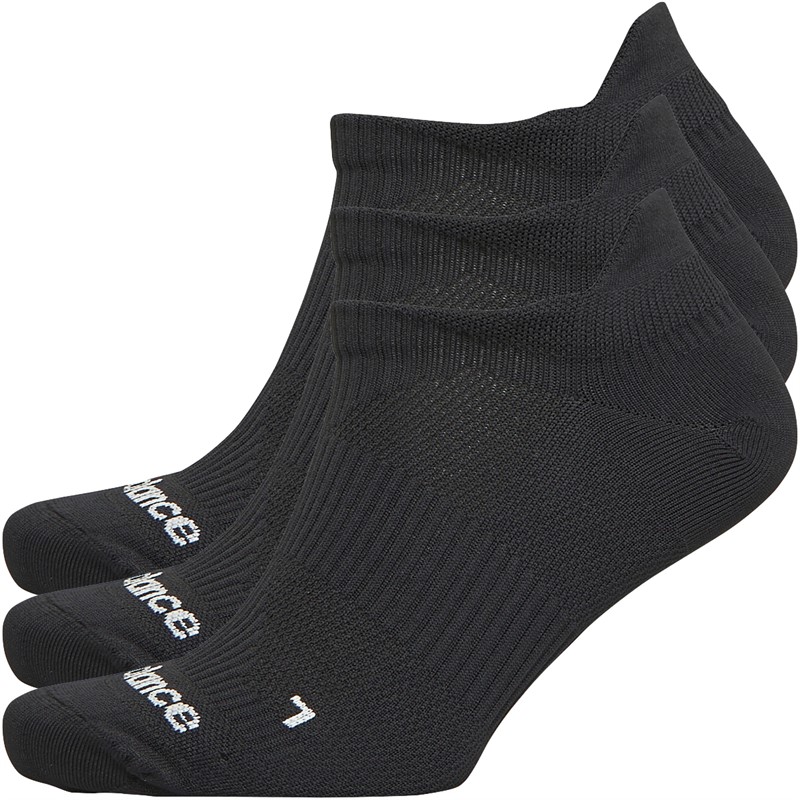 Buy New Balance Three Pack Flat Knit Tab Running Socks Black