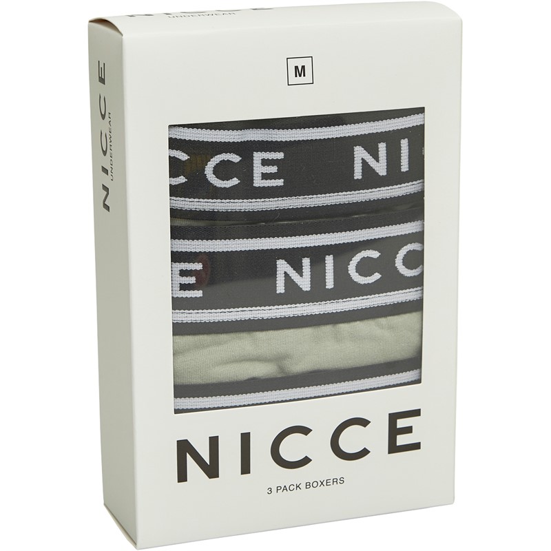 Buy NICCE Mens Wesson Three Pack Boxers Khaki Aop/Khaki/Black