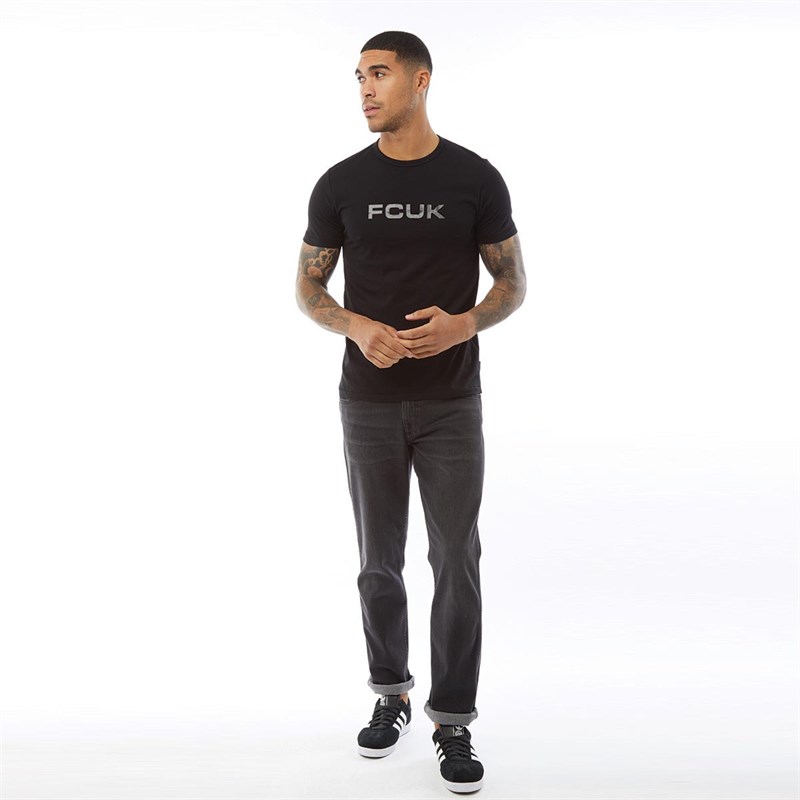 Buy French Connection Mens FCUK Chest T-Shirt Black/Black Gloss