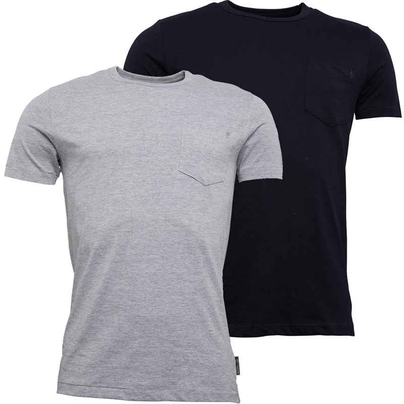 Buy French Connection Mens Two Pack Pocket T-Shirts Marine/Light Grey
