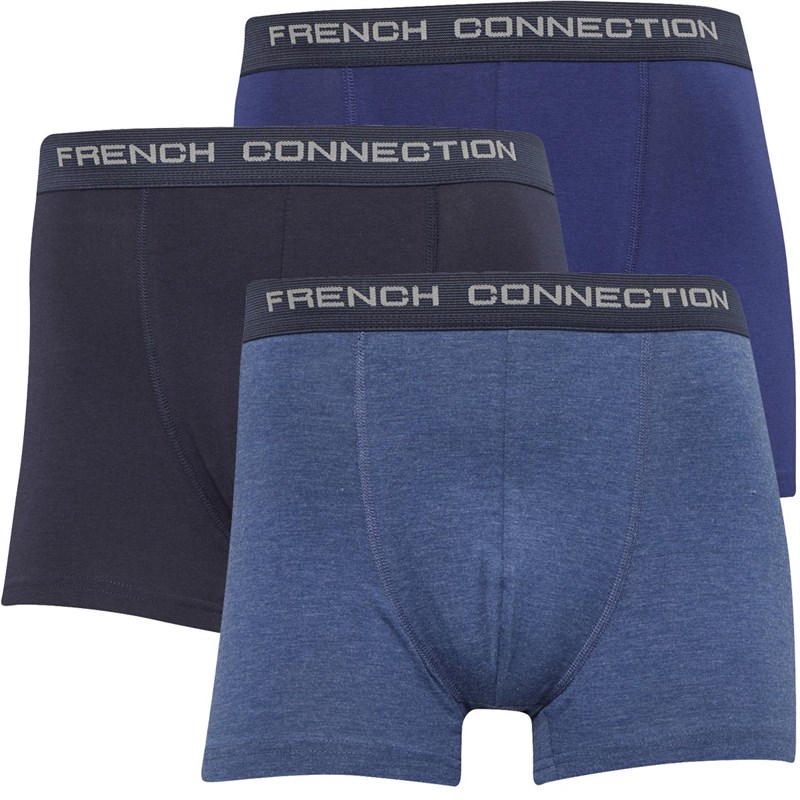 Buy French Connection Mens Three Pack Boxers FC15 Mid Blue Melange ...