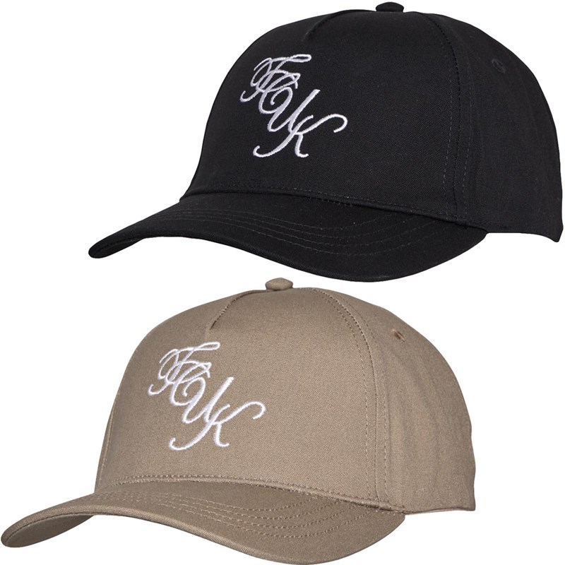 Buy French Connection Mens Two Pack Caps Black/Light Khaki