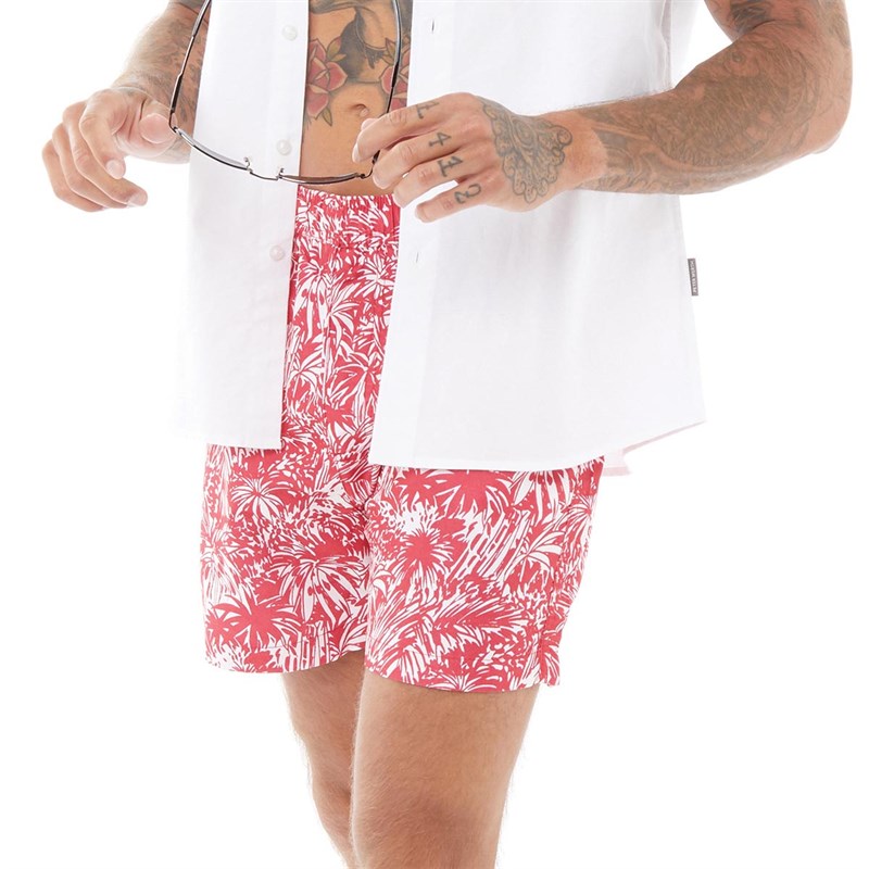 Buy French Connection Mens Leaf 2 Swim Shorts Red/Salt