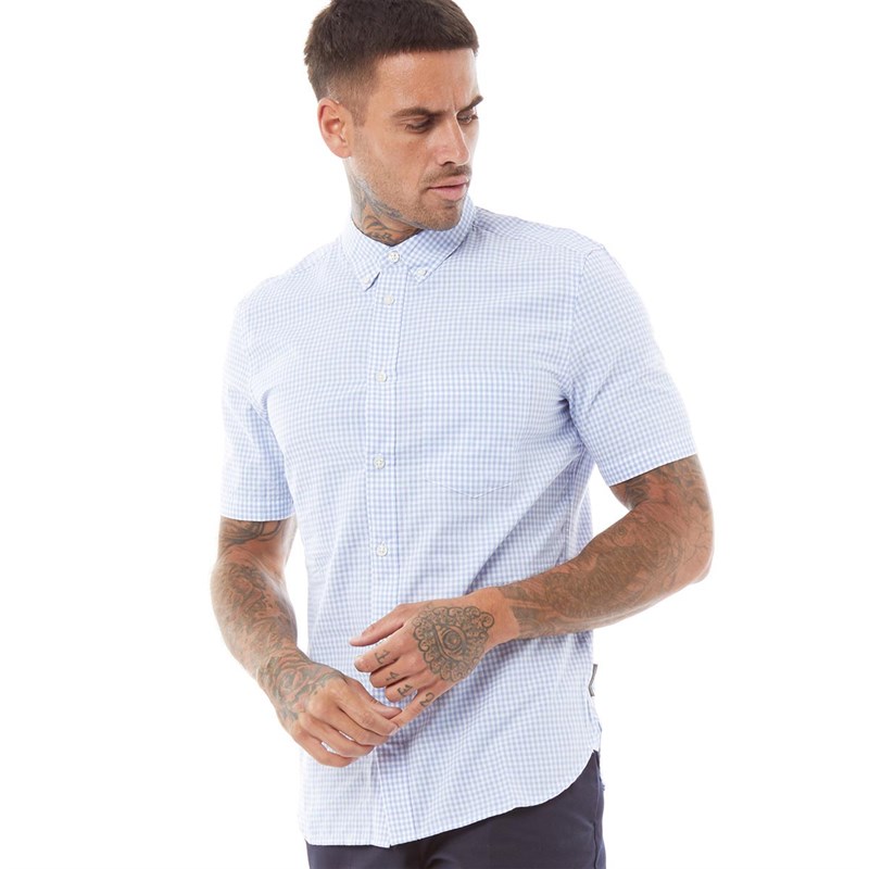 Buy French Connection Mens Checked And Striped Shirt Sky Gingham