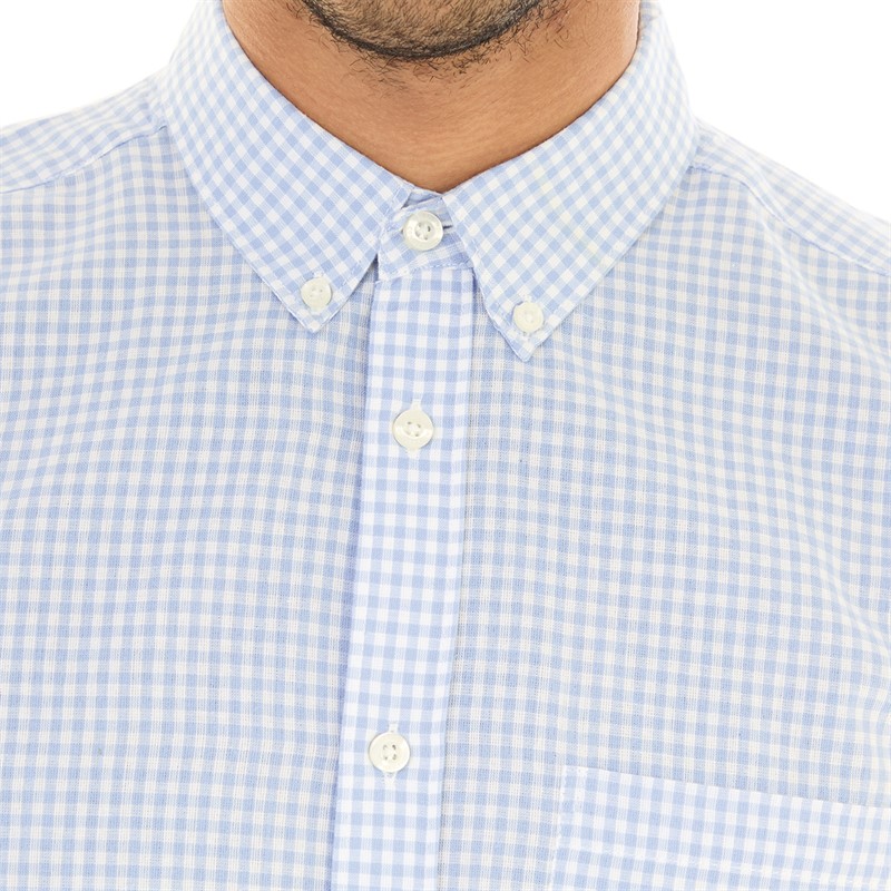Buy French Connection Mens Checked Pocket Short Sleeve Shirt Sky Gingham
