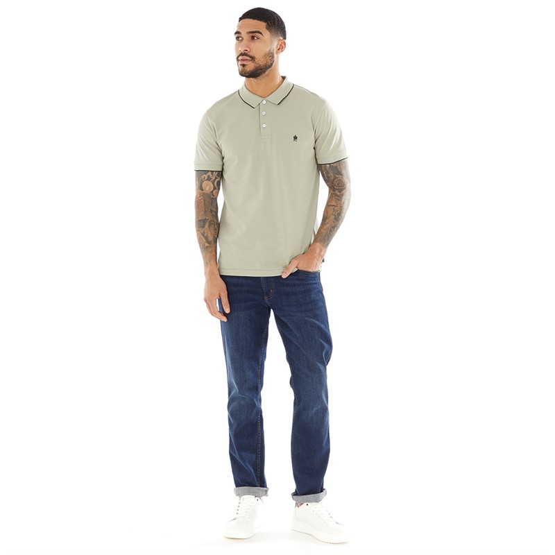 Buy French Connection Mens Tipped Pique Polo New Sage/Marine