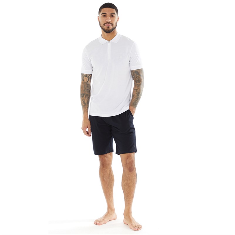 Buy French Connection Mens Jersey Zip Polo Co-Ord White/Marine