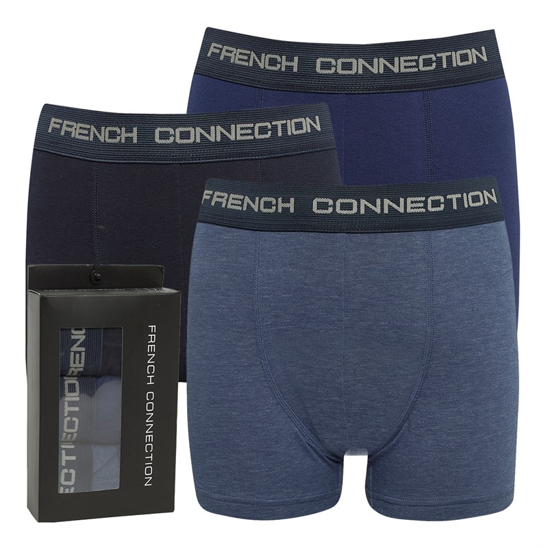 Buy French Connection Boys Three Pack FC Boxers Mid Blue/French Blue ...