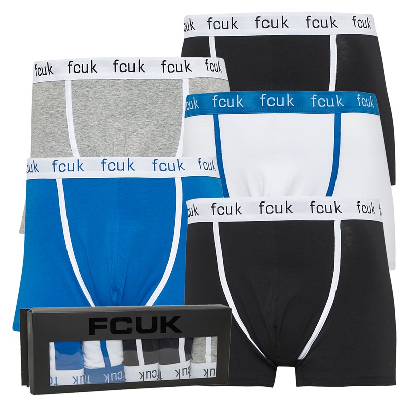 Buy French Connection Mens Five Pack Trunks FCUK 3 Light Grey Melange ...