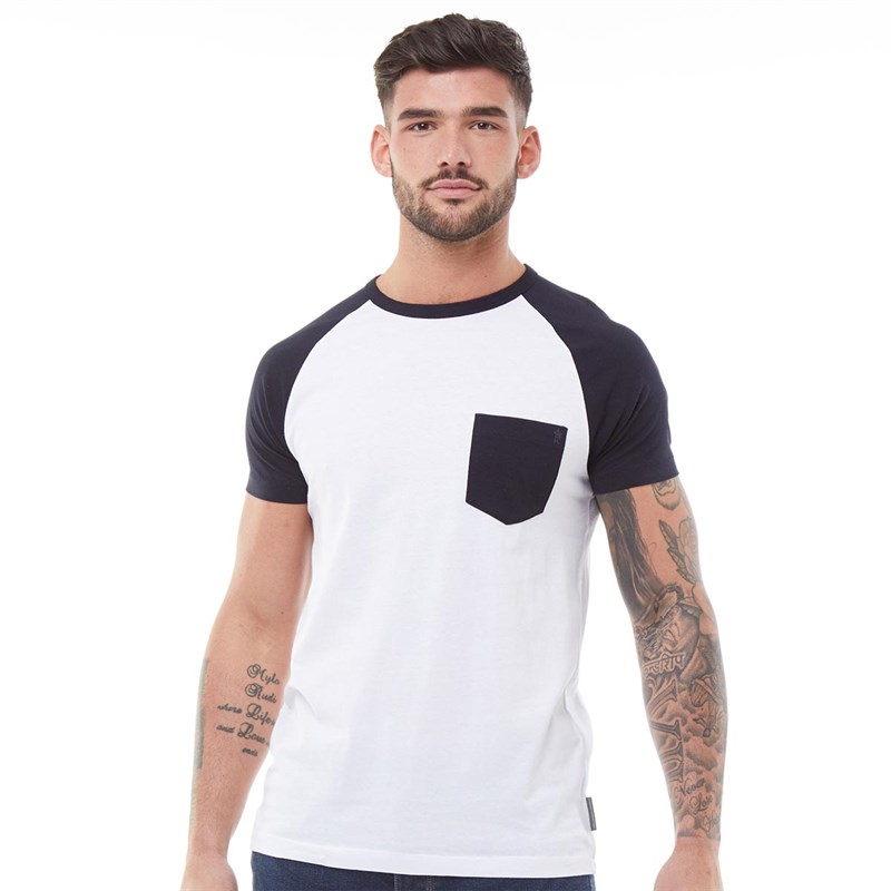 Buy French Connection Mens Raglan Pocket T-Shirt White/Marine