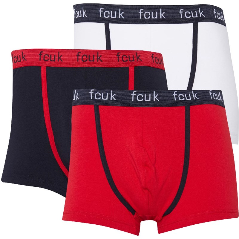 Buy French Connection Mens FCUK Core Three Pack Boxers Marine/Red/White