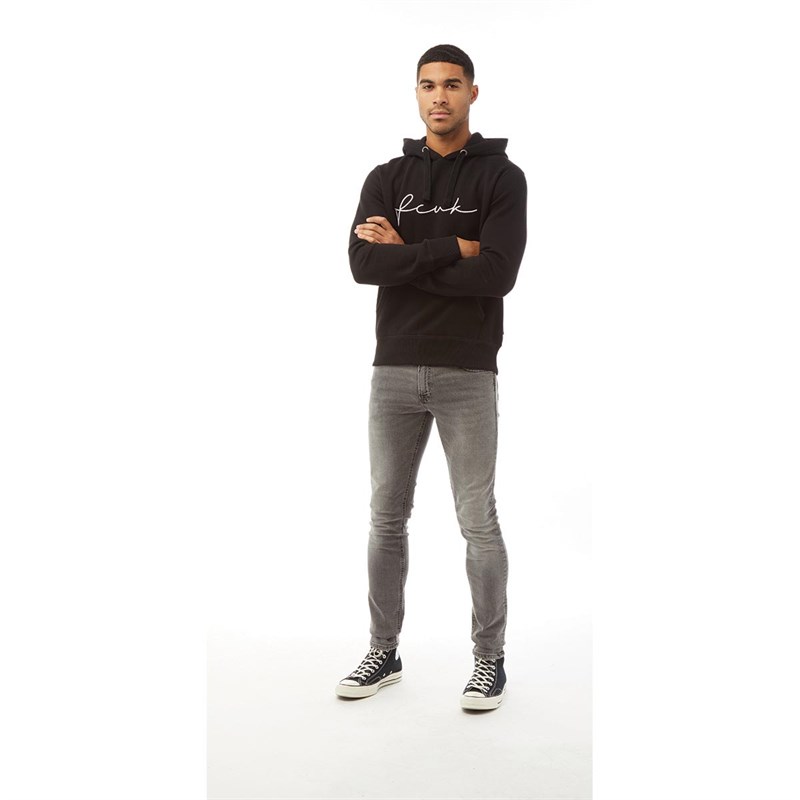 Buy French Connection Mens FCUK Scribble Hoodie Black/White