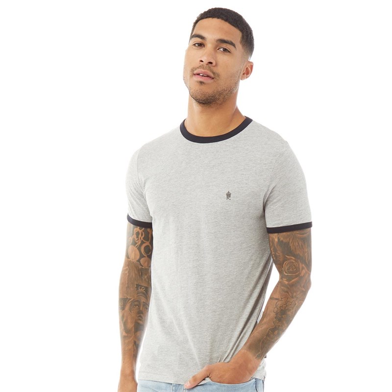 Buy French Connection Mens Raglan T-Shirt Light Grey Mel/Marine