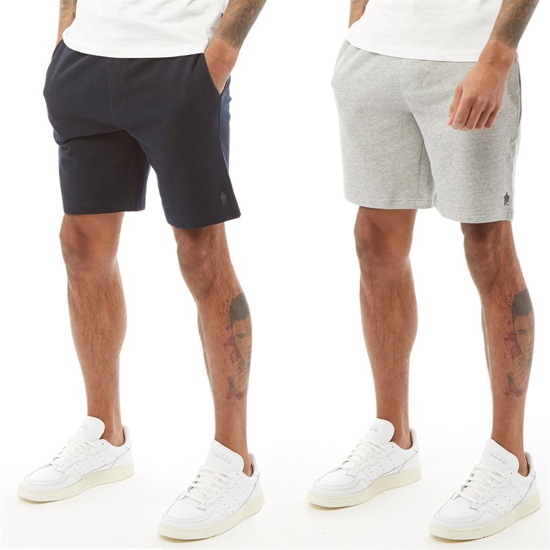 Buy French Connection Mens Two Pack Jersey Shorts Marine/Light Grey Marl