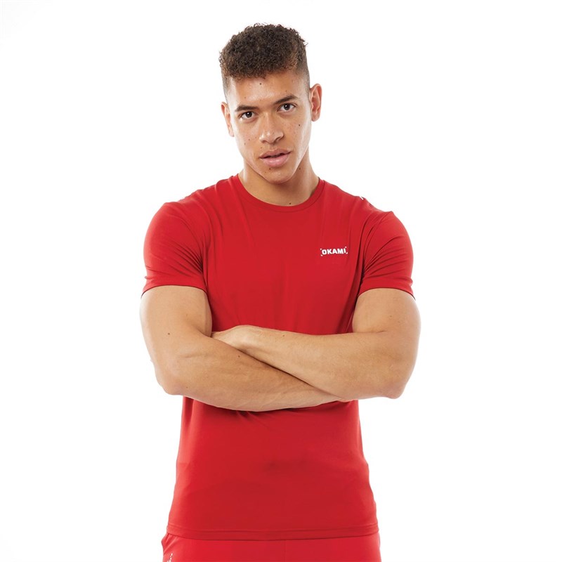 Buy OKAMI Sport Mens Legacy Short Sleeve Poly Training Top Red