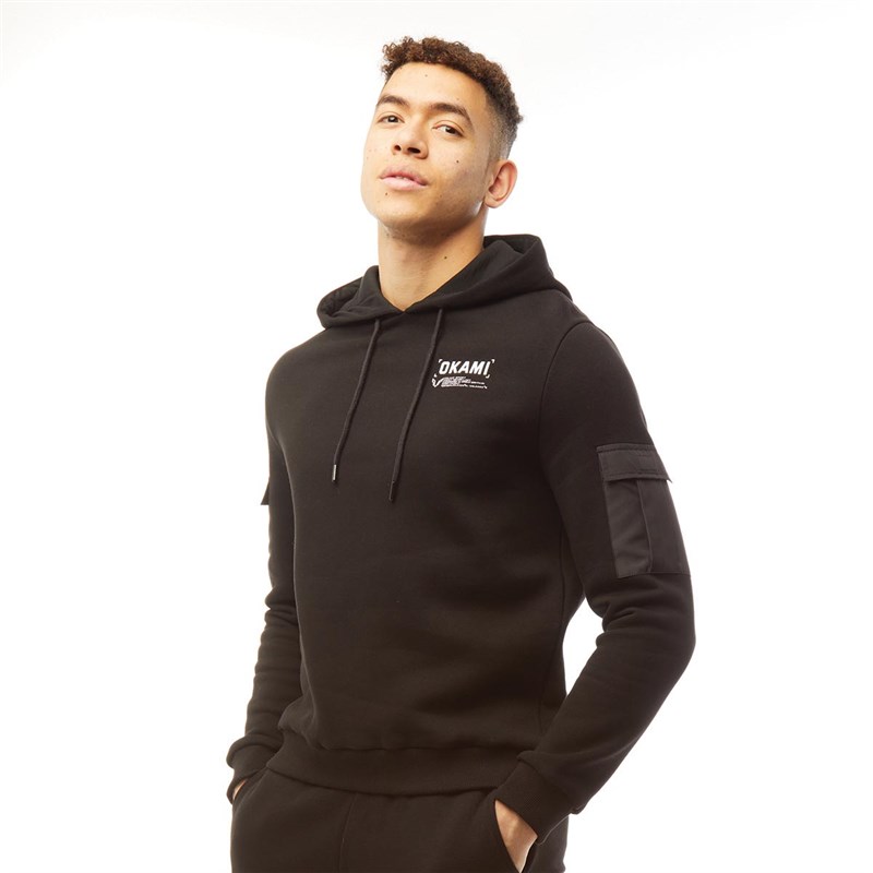 Buy OKAMI Sport Mens Drill Cargo Hoodie Black
