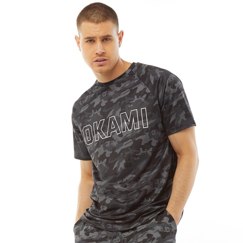Buy OKAMI Sport Mens Frontline Printed T-Shirt Black Camo