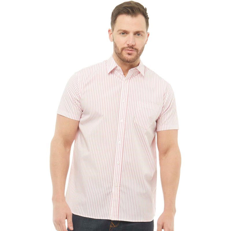 Buy Onfire Mens Striped Short Sleeve Shirt White Pink