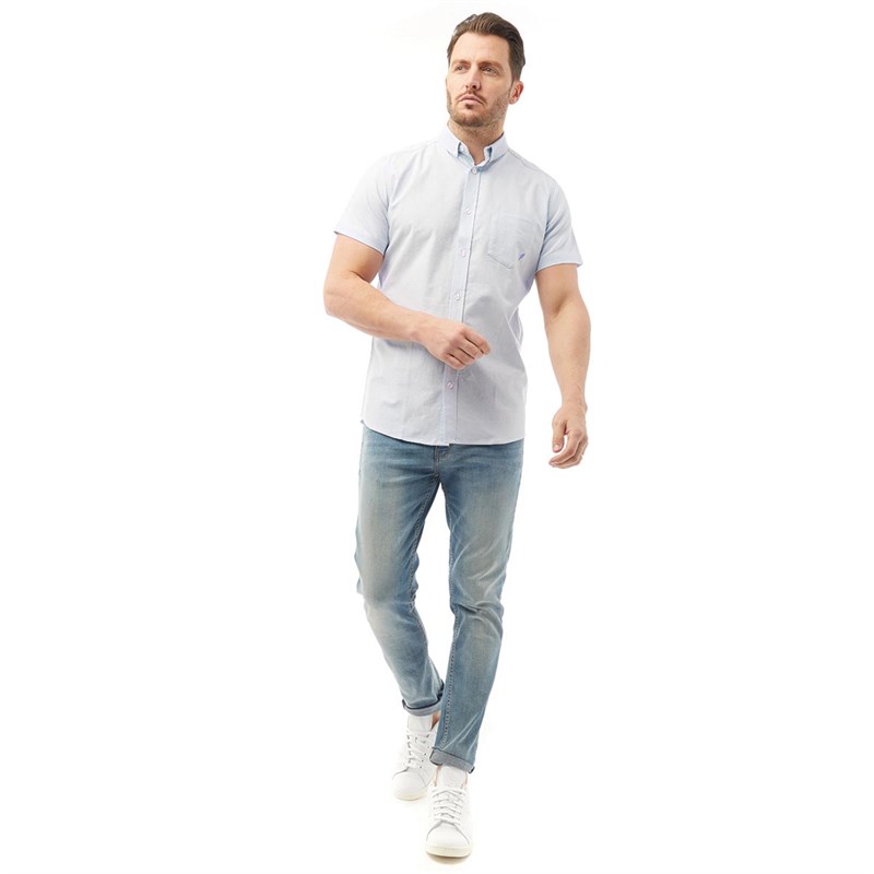 Buy Onfire Mens Stretch Cotton Oxford Short Sleeve Shirt Light Blue
