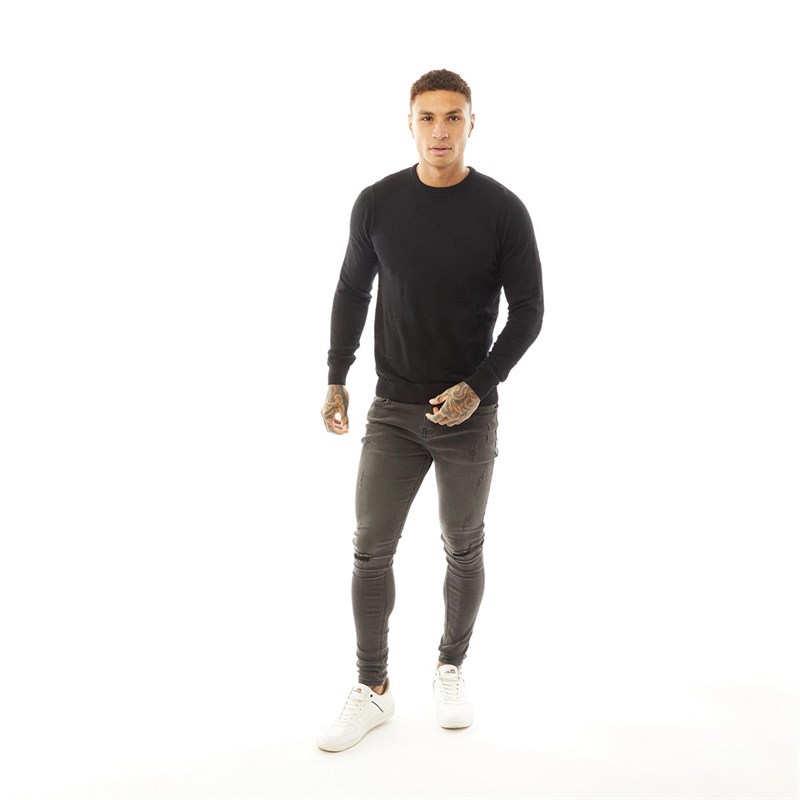 Buy 883 Police Mens Connect Crew Neck Jumper Black