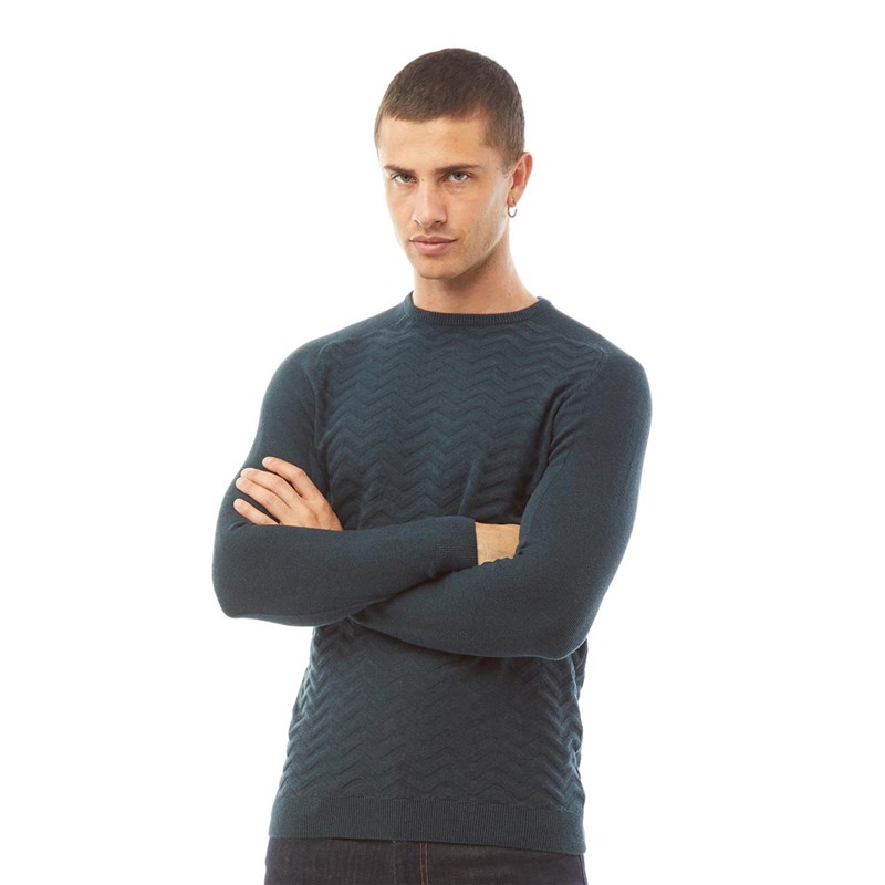 Buy 883 Police Mens Stormy Crew Neck Jumper Forest Fur